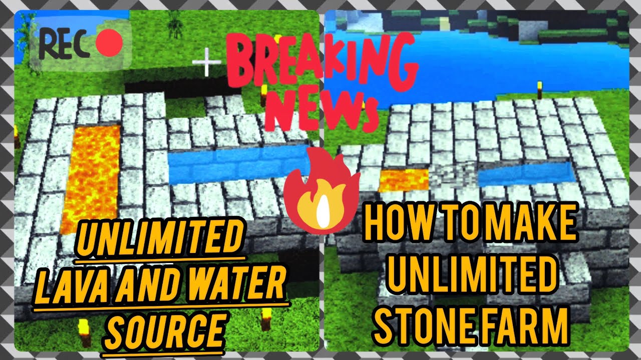 how to make easy stone farm for biginner and unlimited water and Lava ...