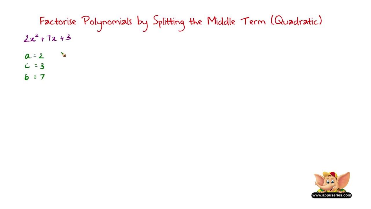 How to factorise a quadratic polynomial by splitting the middle term 1 ? - YouTube