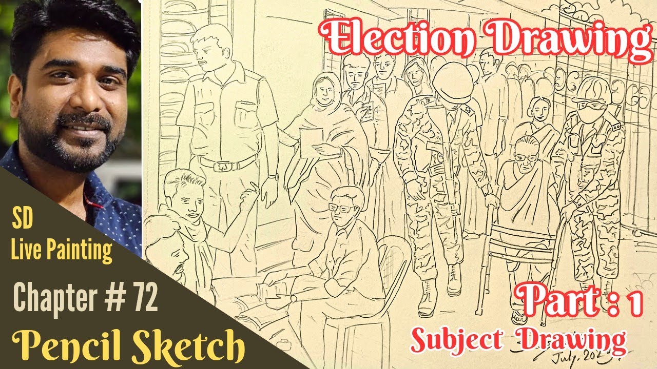 Election Drawing | How to Draw West Bengal Panchayat Election I ভোট I ...
