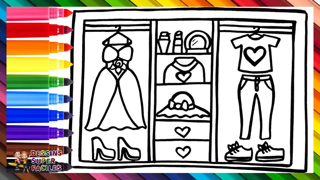 Dessiner et Colorier une Armoire 👗👠💍👒💄👚👖👟🌈 Dessins pour enfants - YouTube