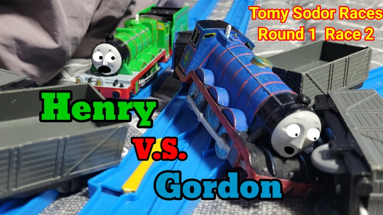 Tomy Sodor Races - Round 1 Race 2 - Gordon vs Henry - YouTube