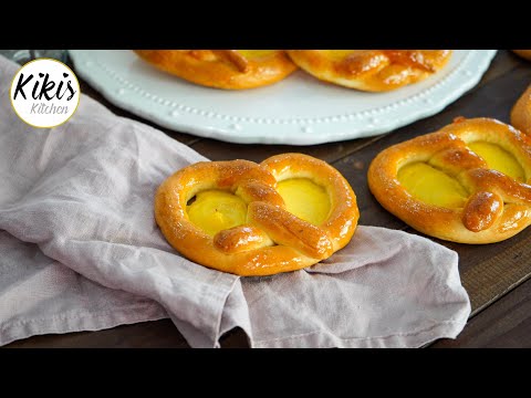 Puddingbrezel selber machen / Puddingteilchen / Vanillepudding in Quark-Öl-Teig