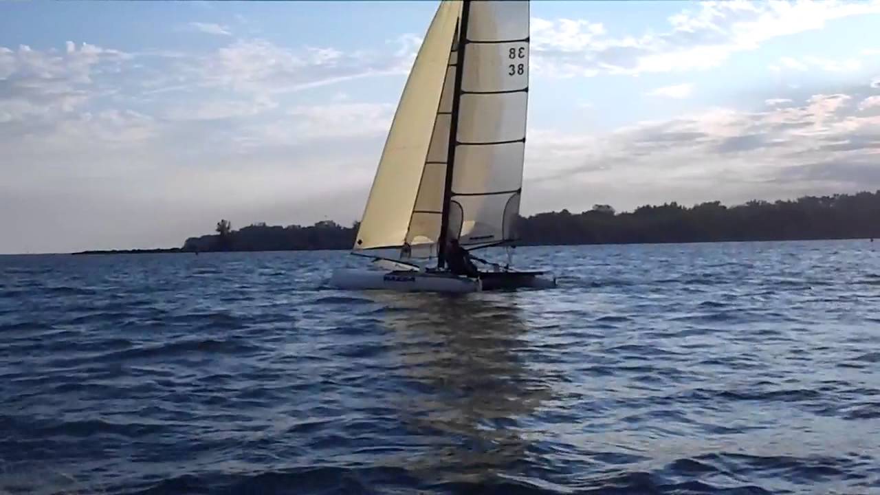 Nacra F20 Carbon catamaran waterskiing (take 2) - YouTube
