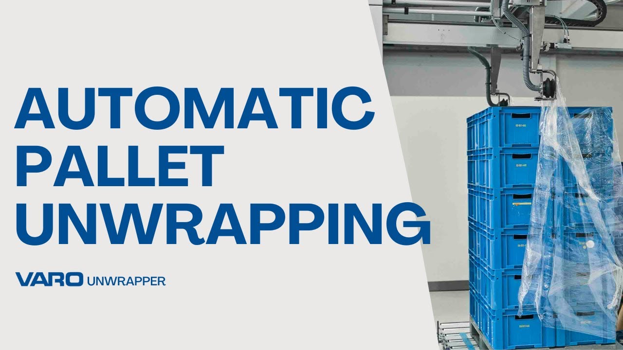 Automatic Unwrapping of Shipping Pallets | VARO Unwrapper - YouTube