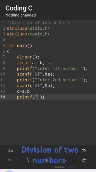 2 C Programming Division Of Two Numbers In C Language Coding C Learncodingcodewithme