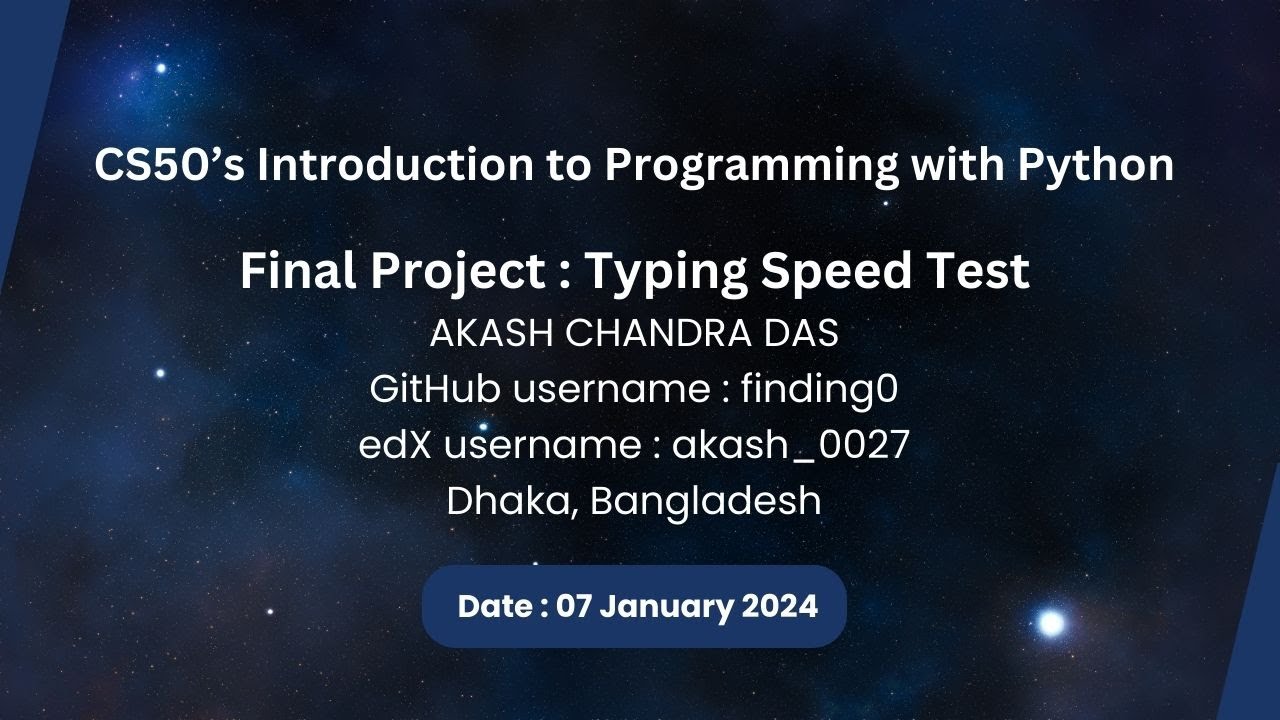 CS50P final project - Typing Speed Test - YouTube