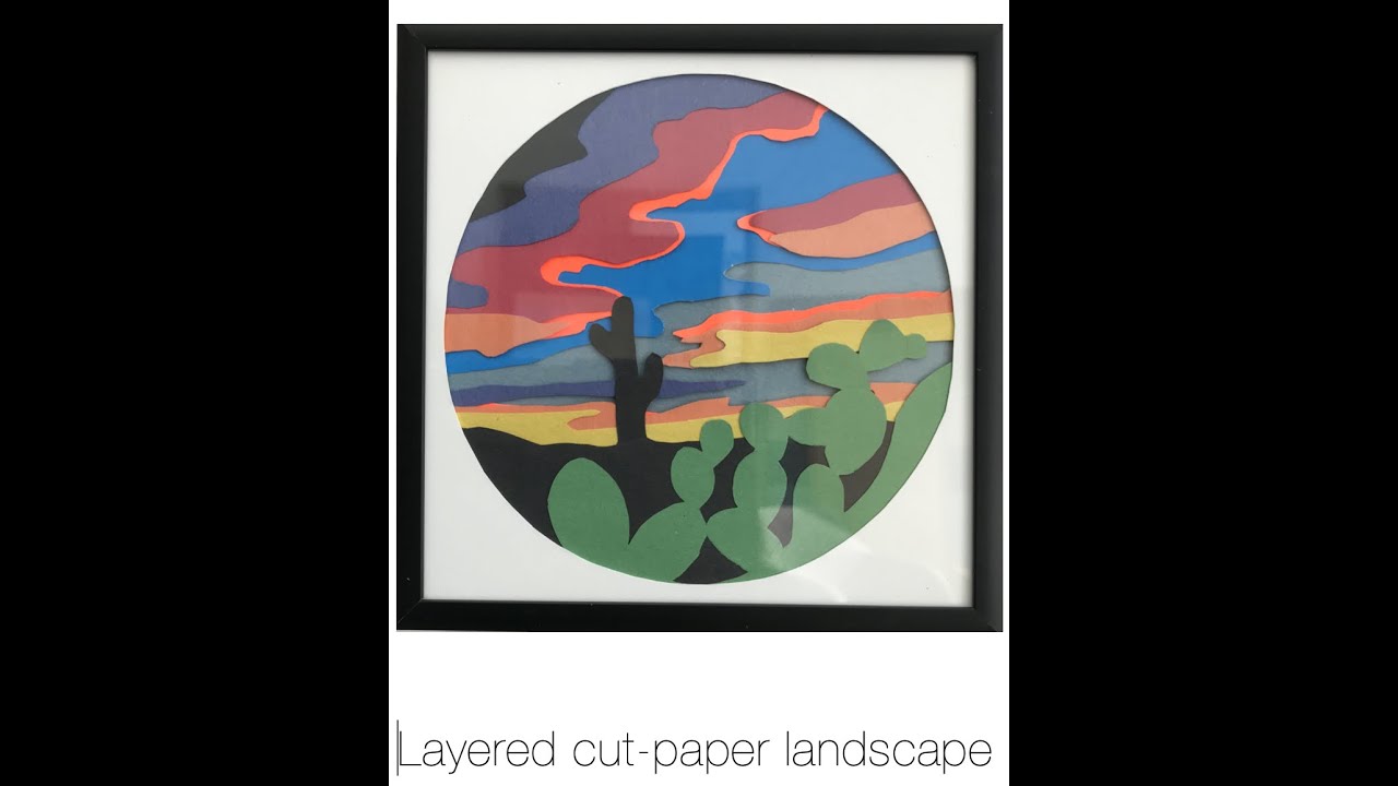 Layered cut-paper desert landscape - YouTube