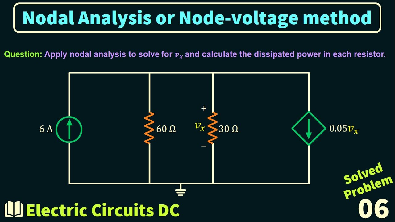 Nodal Analysis Node Voltage Method Solved Problem 6 Youtube