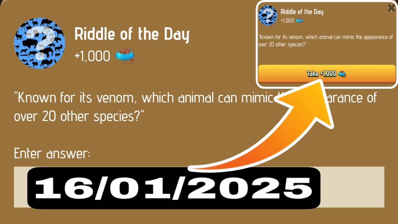 Riddle of the Day Zoo 15/16 January/ daily Riddle of the Day 16/01/2025 ...