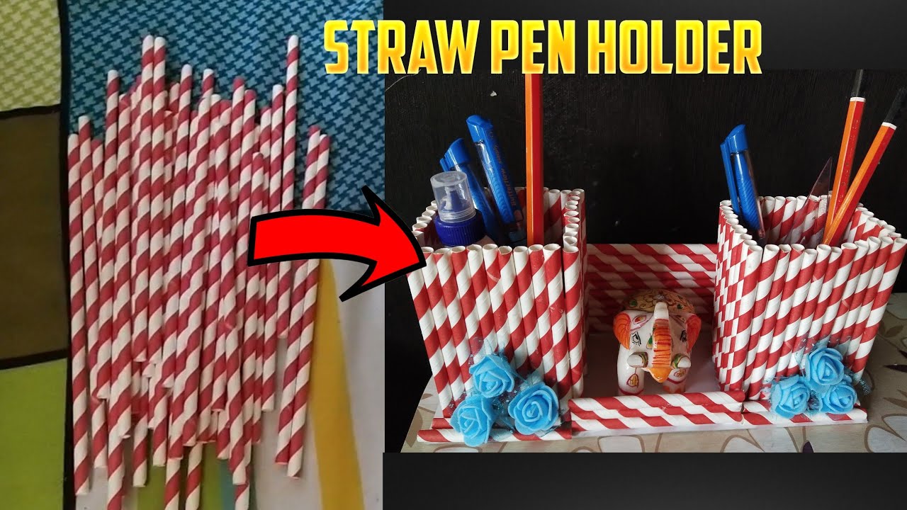 DIY Pen holder from paper straw 😍ll best pen holder ll Must watch ll ...
