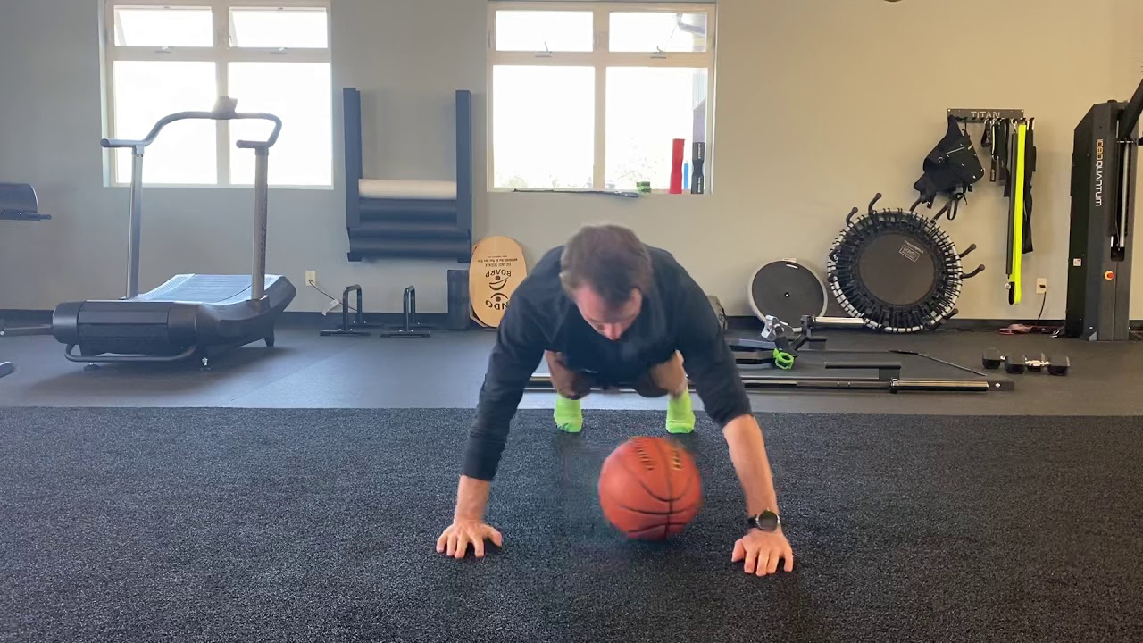 Unilateral push ups on ball - YouTube