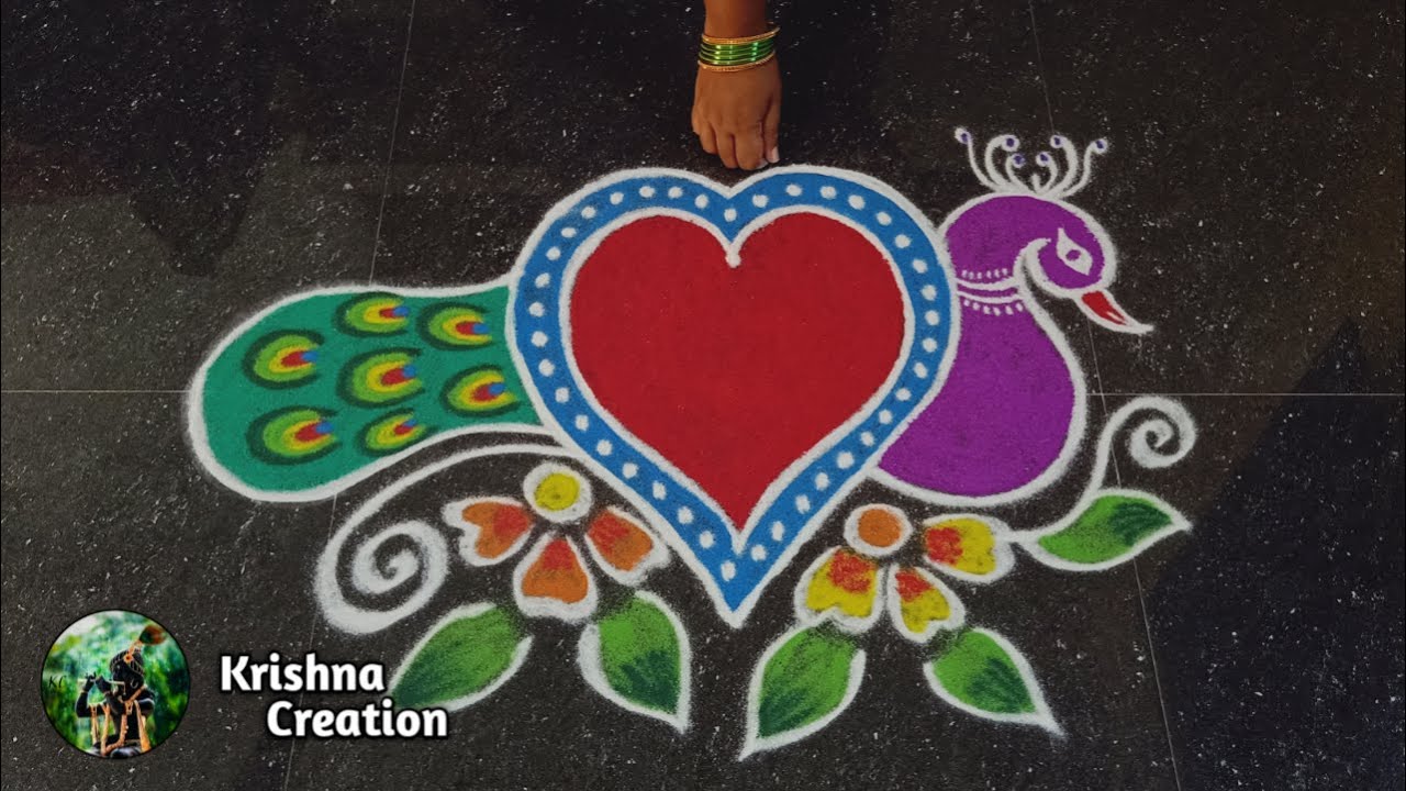Valentine's Day Special Heart Rangoli | Rangoli Latest Design ...
