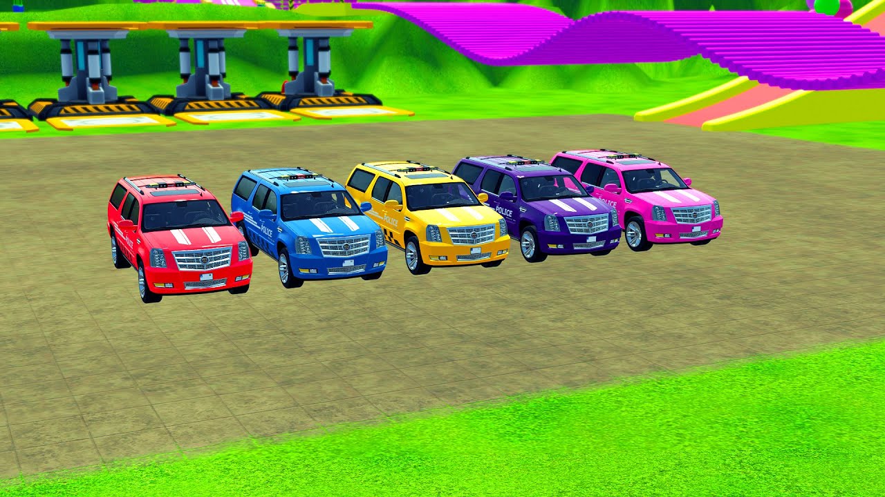 TRANSPORTING COLORFULL POLICE CARS CHEVROLET, DACIA, AUDI, DACIA ...