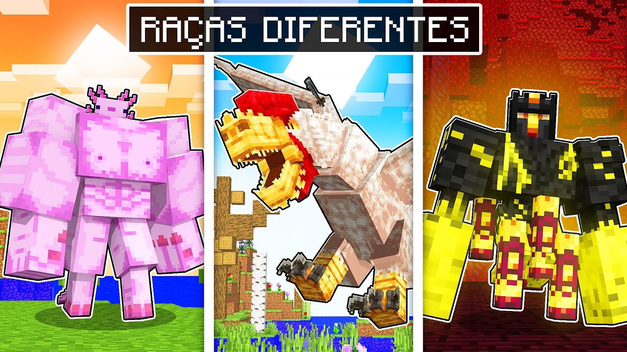MINECRAFT... MAS TEMOS RAÇAS DIFERENTES!!🌸🐔🔥 - YouTube