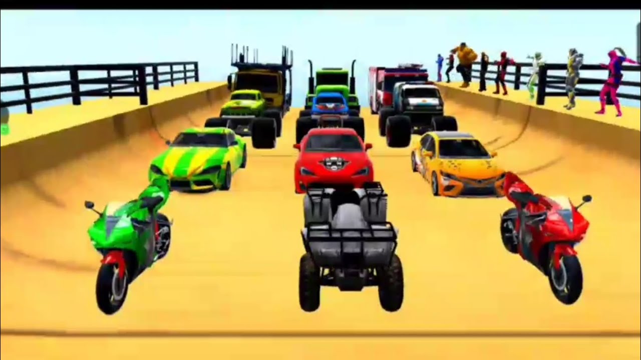 super_heroes car stunt ramp challenge hulk iron man racing track game ...