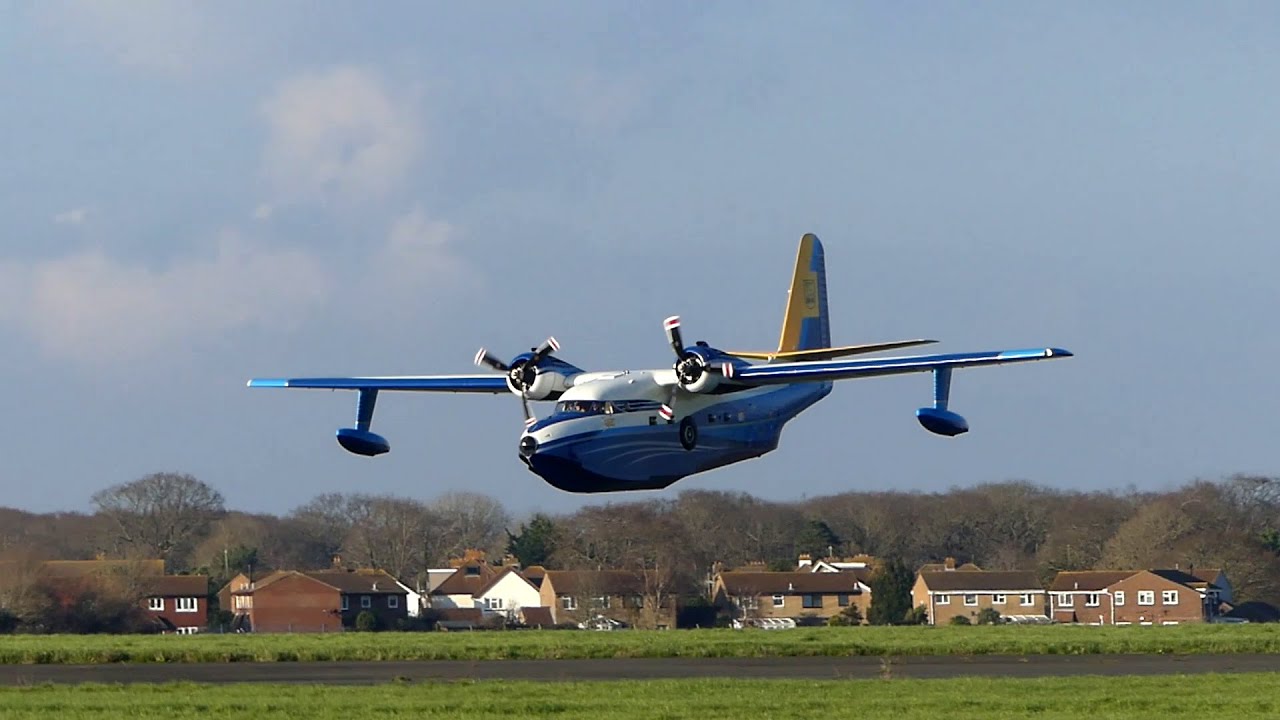 Grumman Albatross N98TP amphibian back at Solent Airport, Hampshire UK ...
