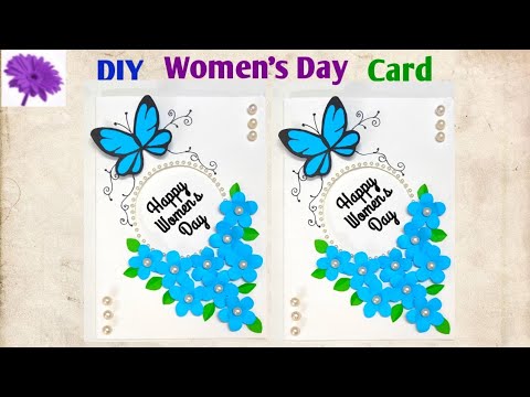 DIY - 🎀🎁Easy and beautiful card for Women's day / 🌷💖Women's day card ...