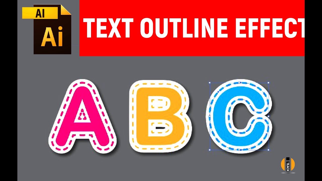 Text outline effect in illustrator | iteach vids - YouTube
