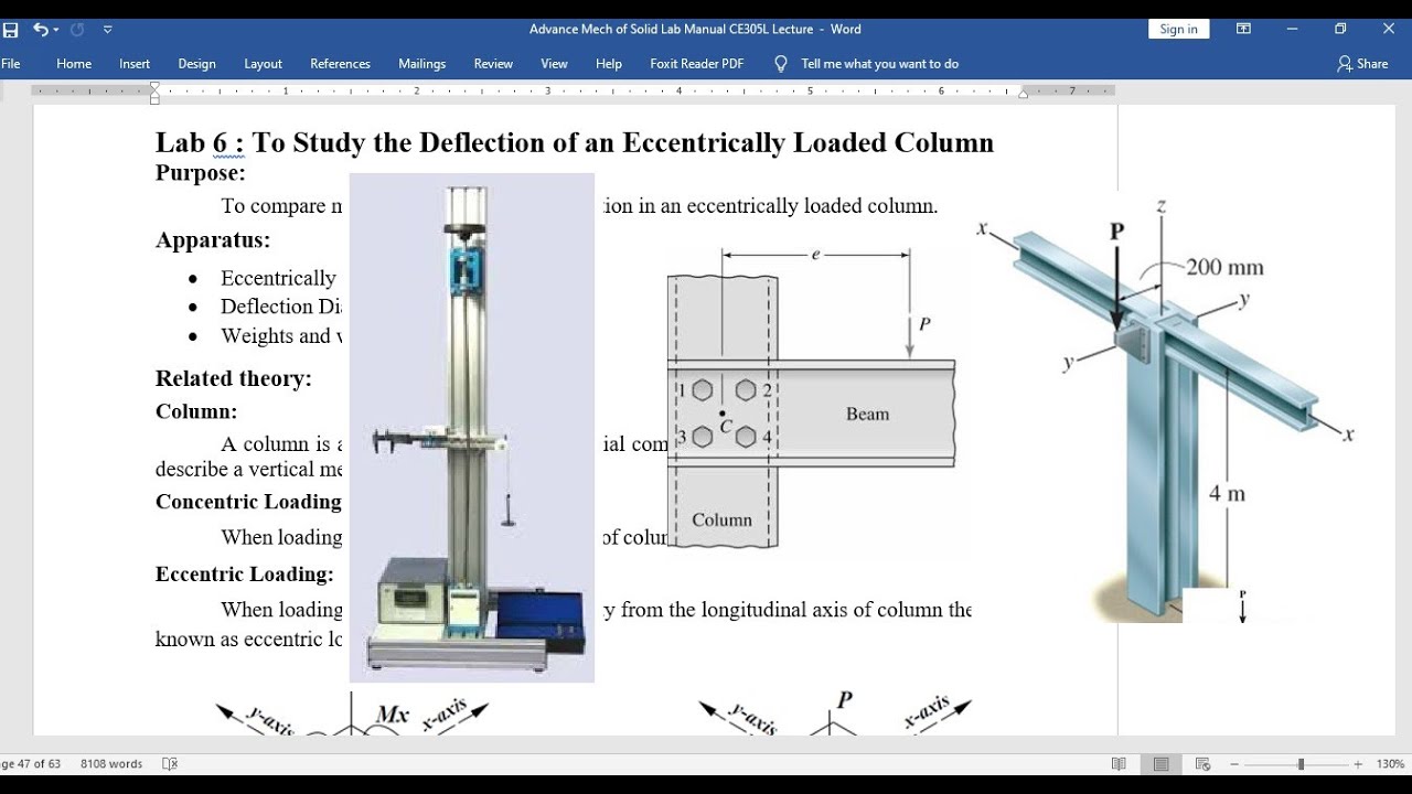 Deflection in Eccentrically Loaded Column Lab Experiment (Part 2/2 ...
