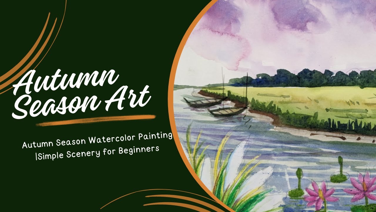Autumn Season Watercolor Painting | Simple Scenery for Beginners ...
