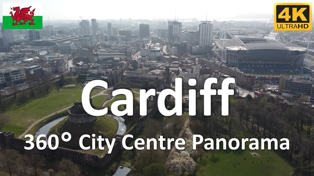 Cardiff - City Centre Panorama | Wales | UK - 4k 360° - YouTube