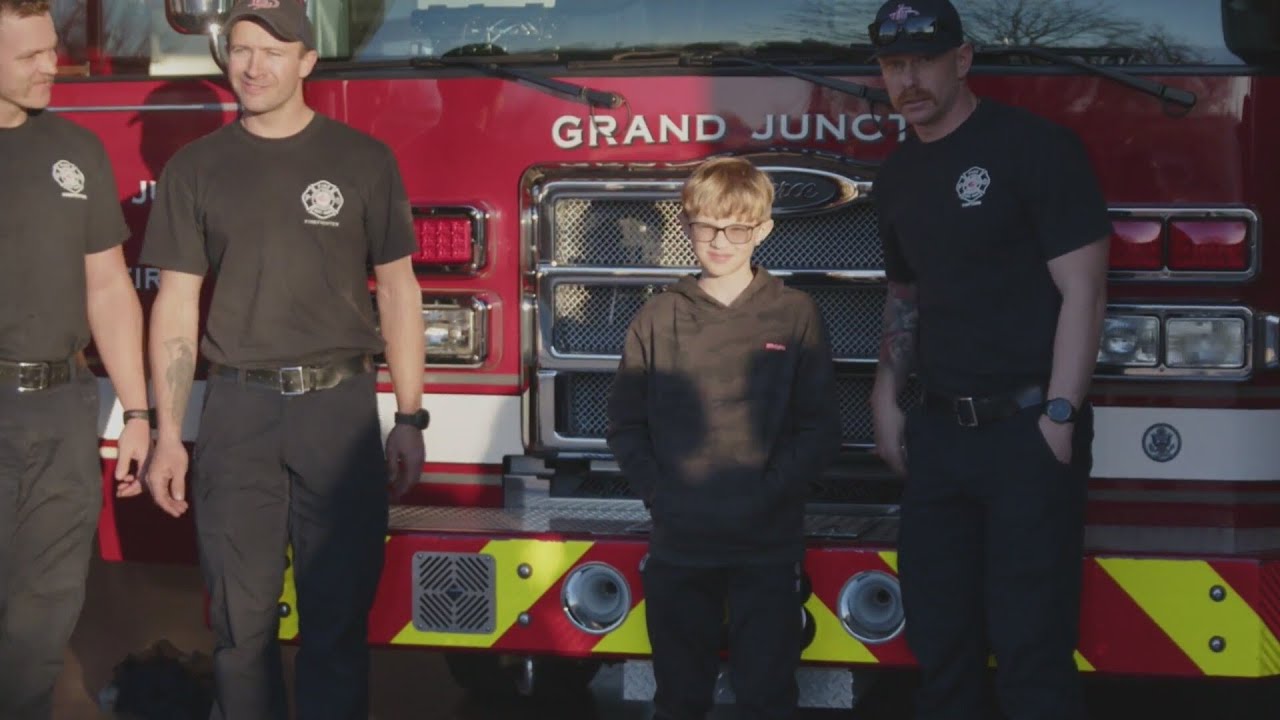 Grand Junction Fire Department honors heroic young boy - YouTube
