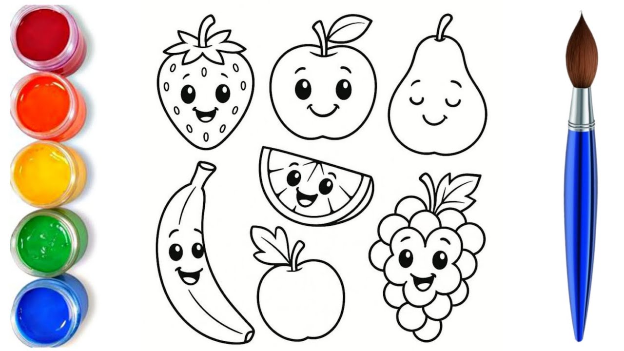 How to draw easy yummy fruits | easy drawing step by step for kids ...