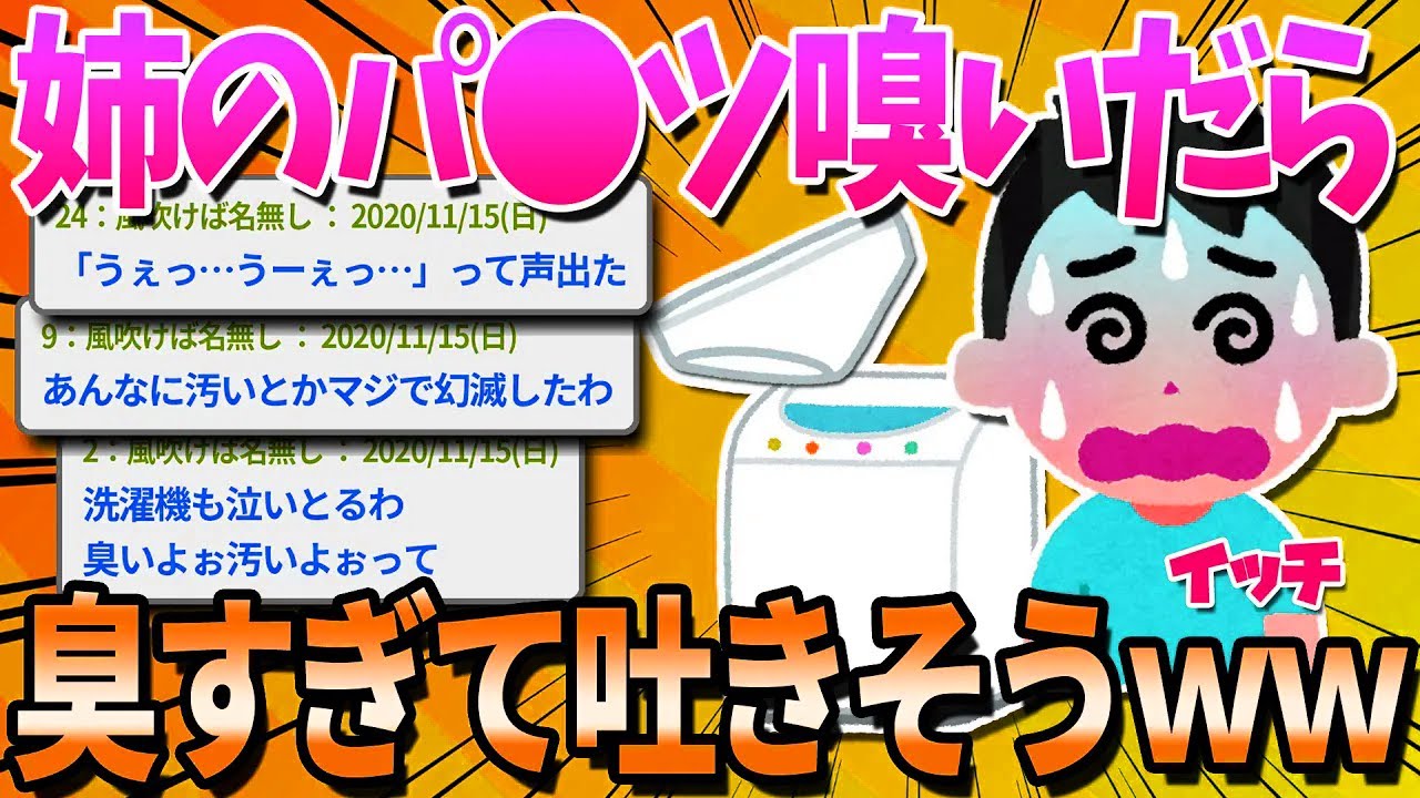 【2ch面白いスレ】姉のパ ツが臭すぎて嗚咽してたら脱衣場にいるのバレた件【ゆっくり解説】 - YouTube