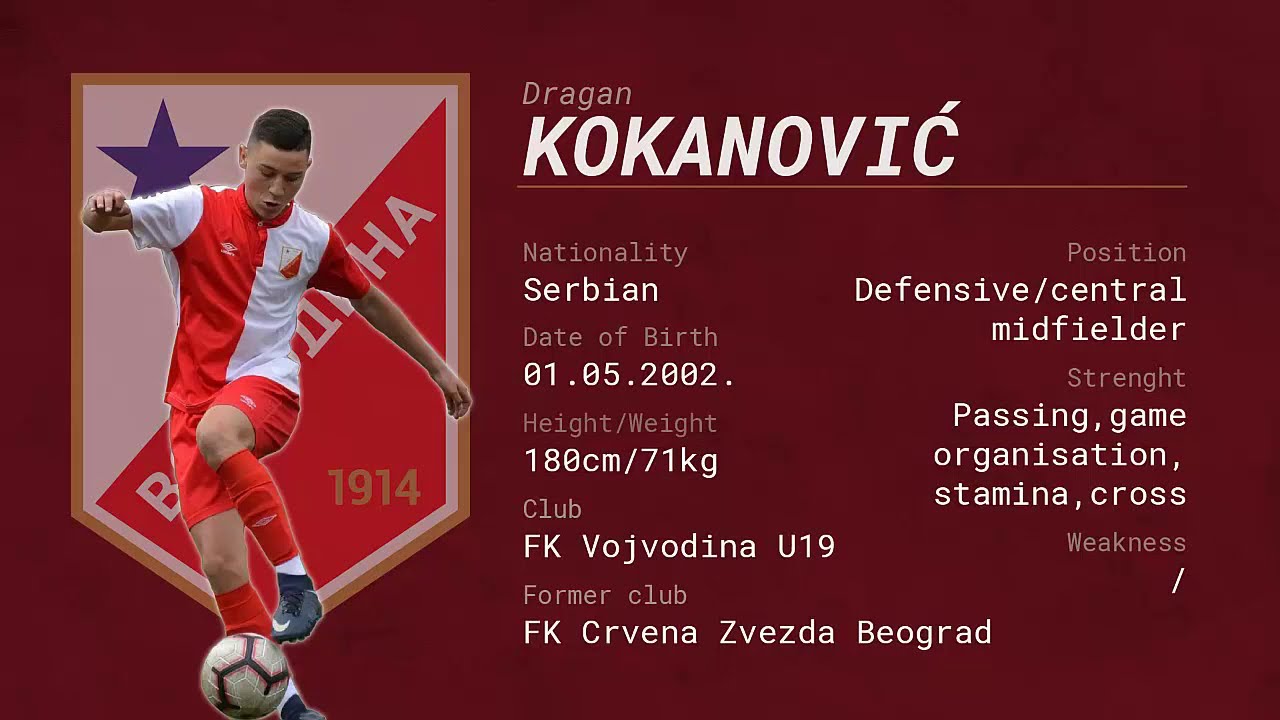 Dragan Kokanovic - FK Vojvodina U19 - Defensive/Central Midfielder ...