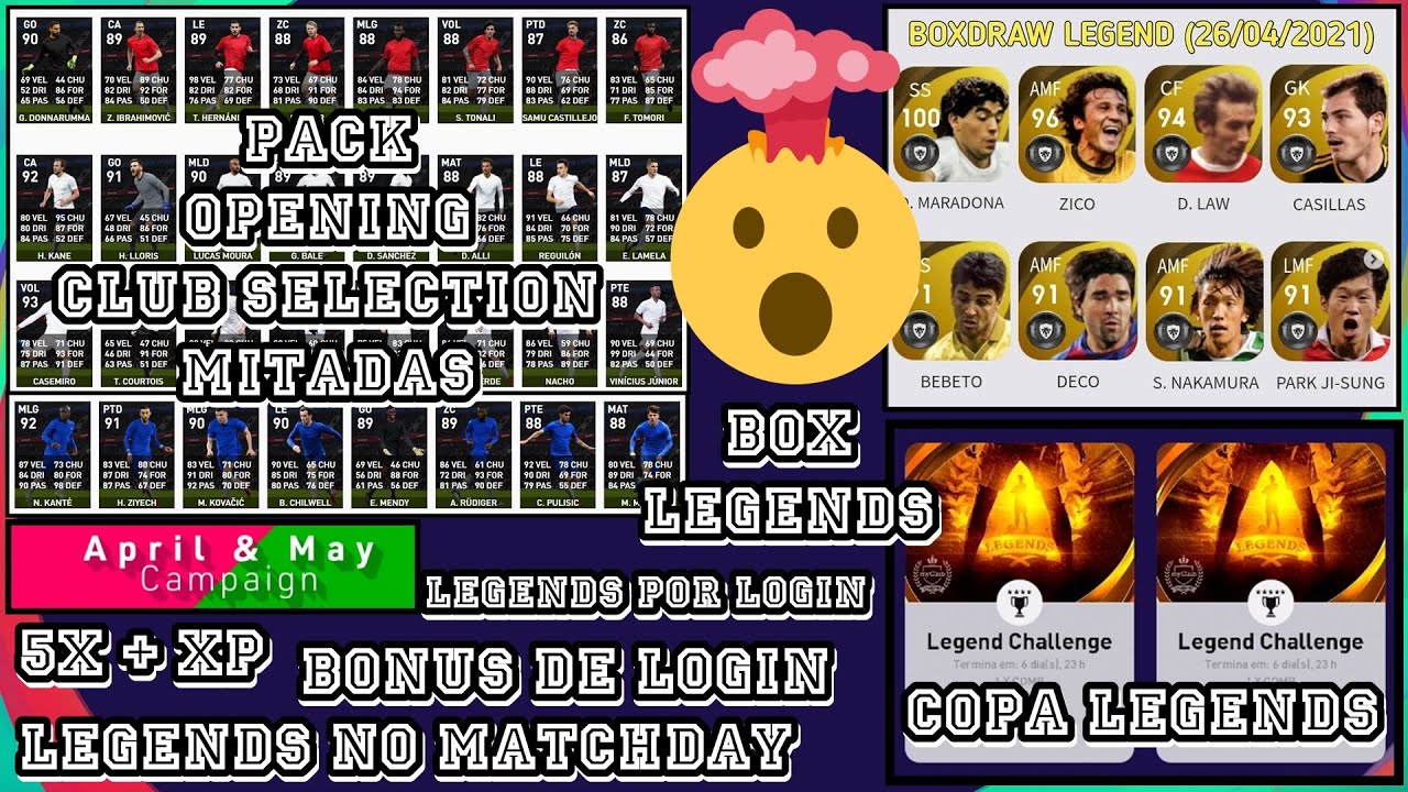 PES 2021 NOVIDADES / BOX LEGEND / PROMOS DE LOGIN / 5x +XP / LEGENDS ...