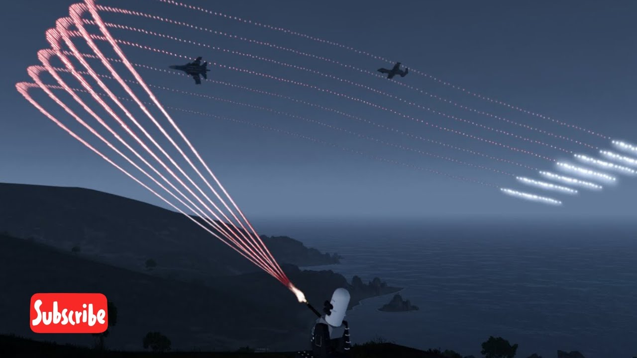 Air Defense System Shooting Down Incoming Jets - C-RAM CIWS in Action ...