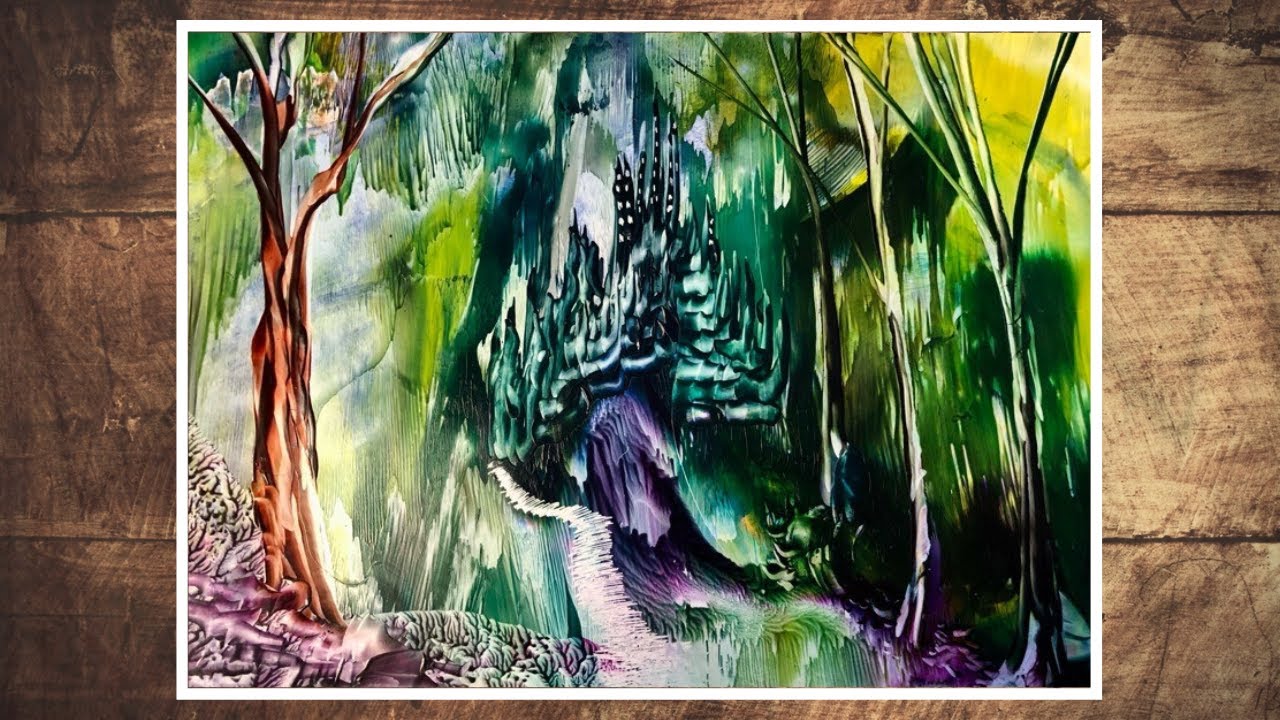 How To Paint Simple BEGINNER'S Abstract Fantasy Landscape / Step By ...
