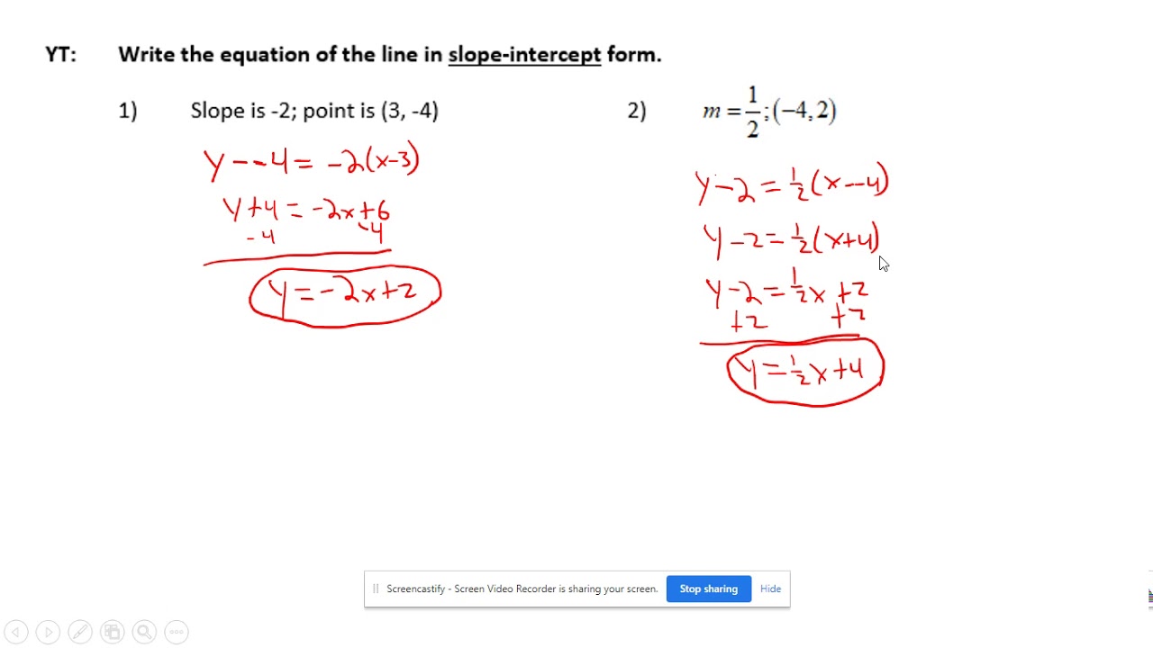 Point-Slope Form Notes - YouTube