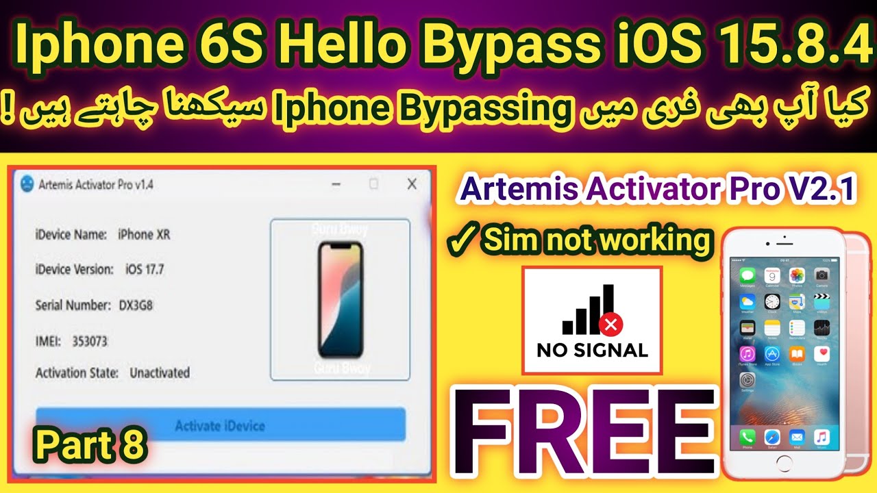 Iphone 6s Hello Bypassing in 2025 Free by Artemis Activator Pro V2.1 ...