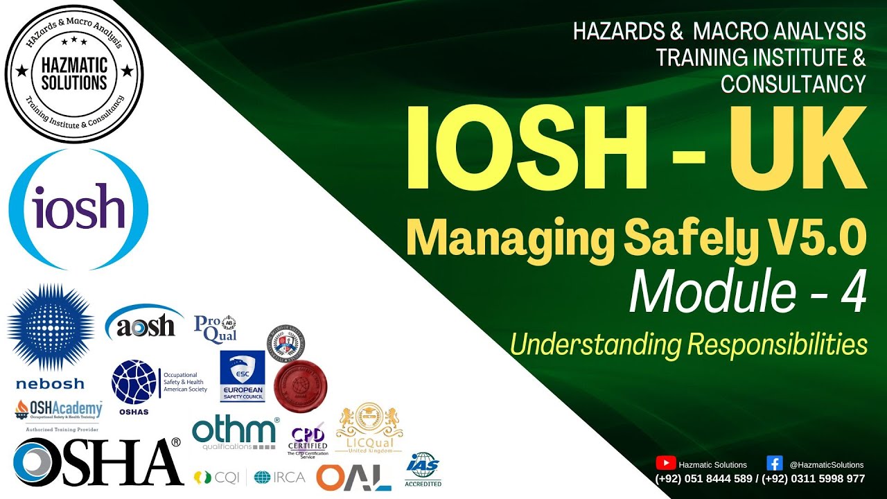 IOSH Managing Safely V5.0 - Module 4 - Understanding Responsibilities - YouTube