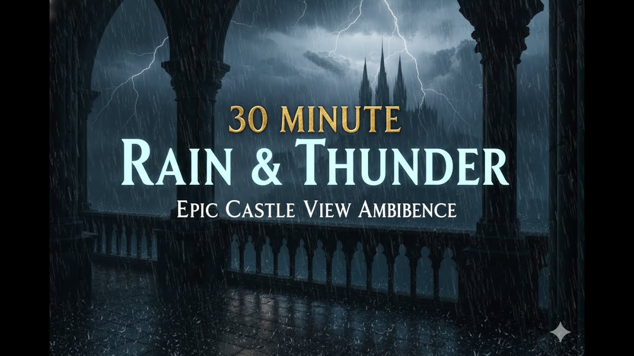 Castle Window Projector View — 4K Rainy Medieval Castle Window View ...