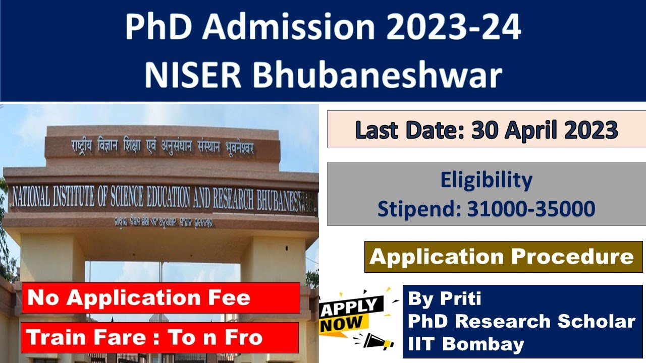 NISER Bhubaneshwar PhD Admission 2023 || PhD Admission 2023 - YouTube