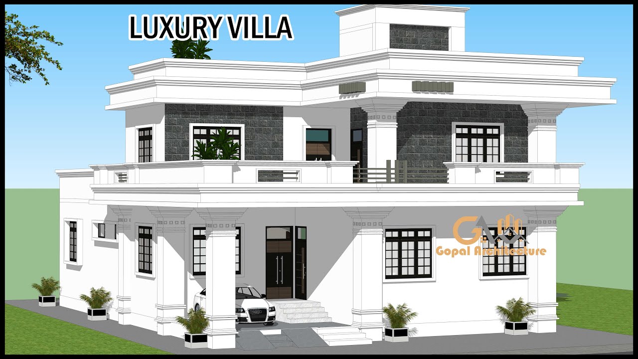 42'-0"X60'-0" 7 Room Luxury Villa Design | Latest Villa Design | Gopal ...