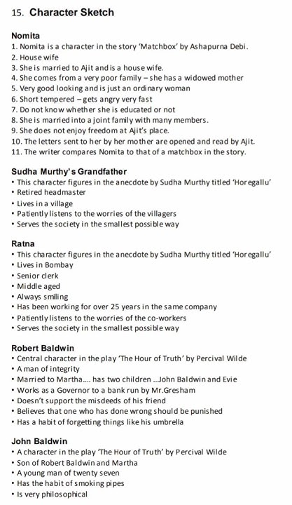 plus two english character sketch //important characters - YouTube