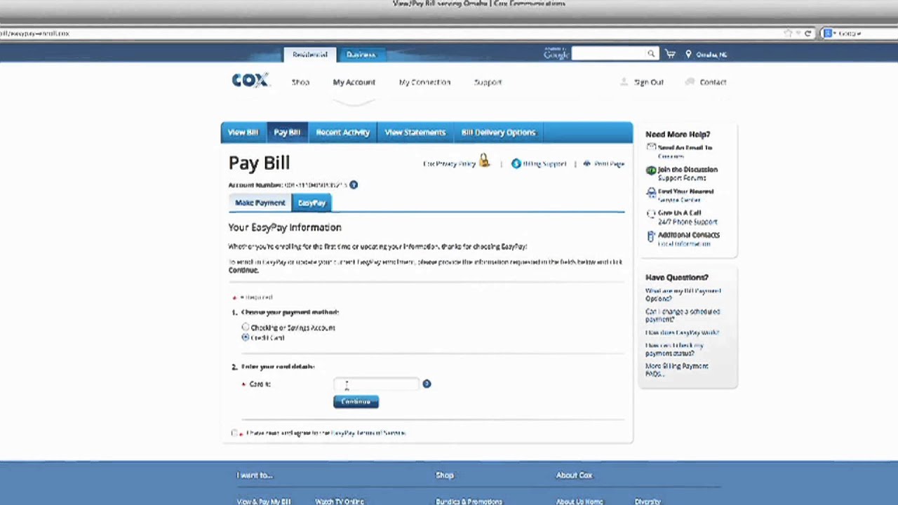 Cómo establecer easypay en Cox.com usando tu tarjeta de credito (85 ...