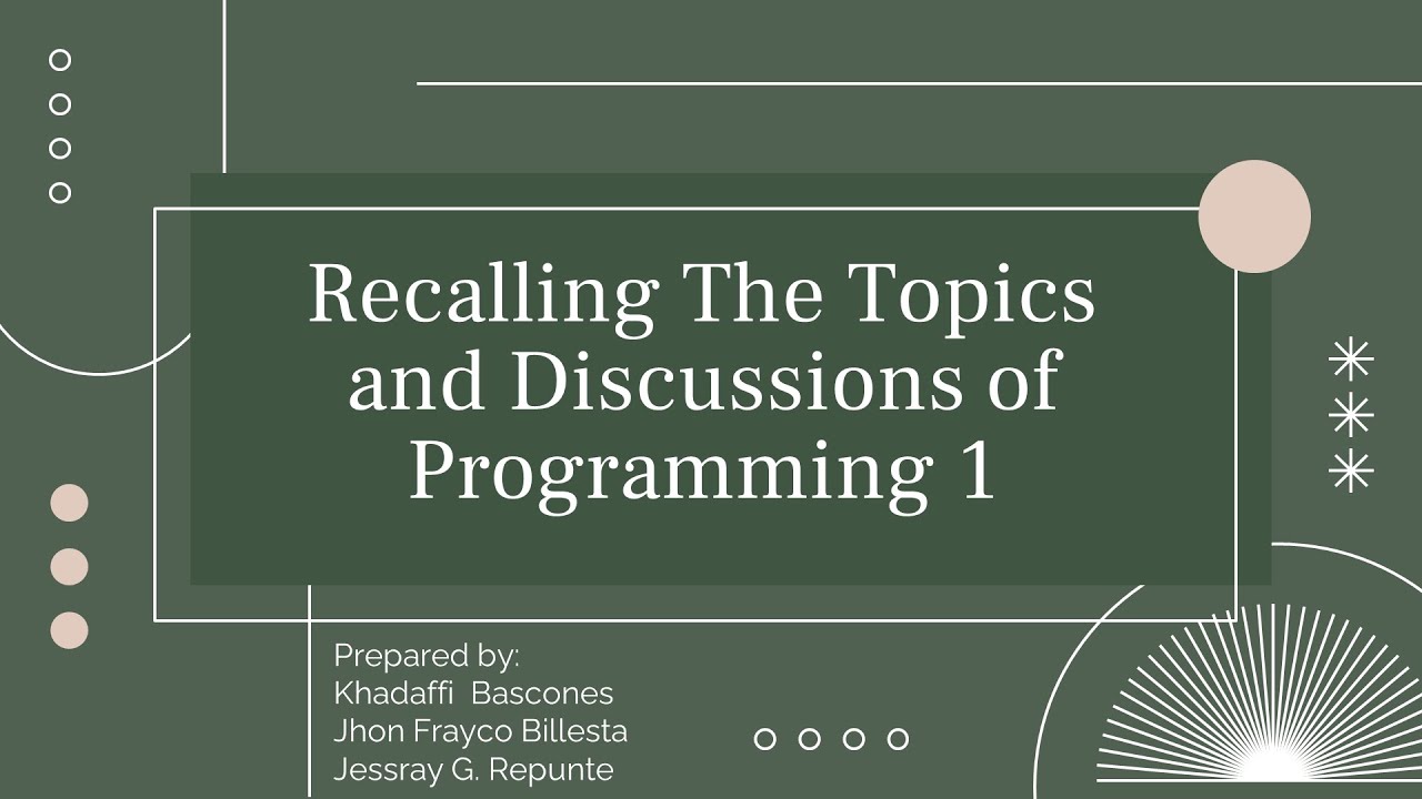 Recalling the topics and Discussions of Programming 1 - YouTube