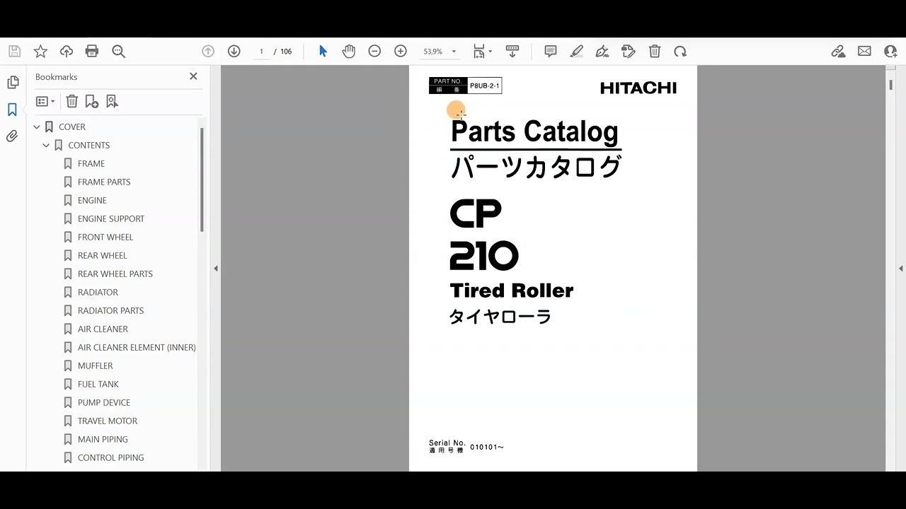 Hitachi CP210 Tired Roller Parts Catalog - YouTube