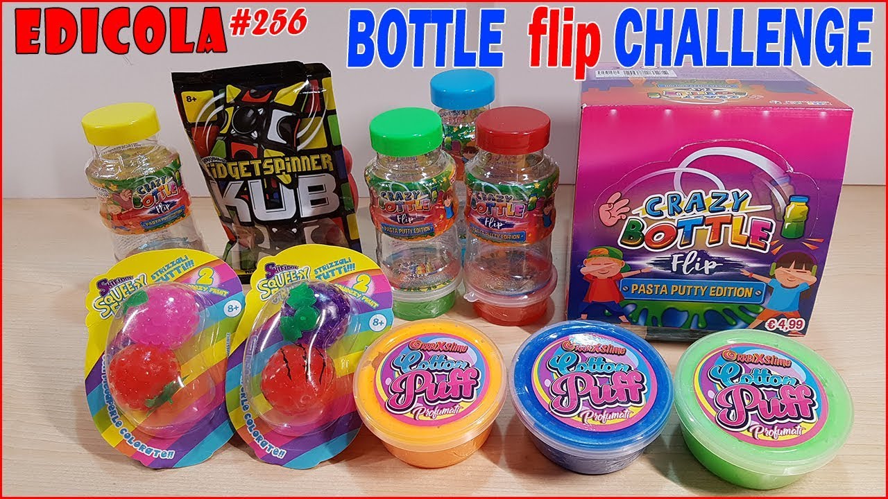 Bottle flip Challenge Squeezy Fruit Cottom Puff slime Spinner Kub ...