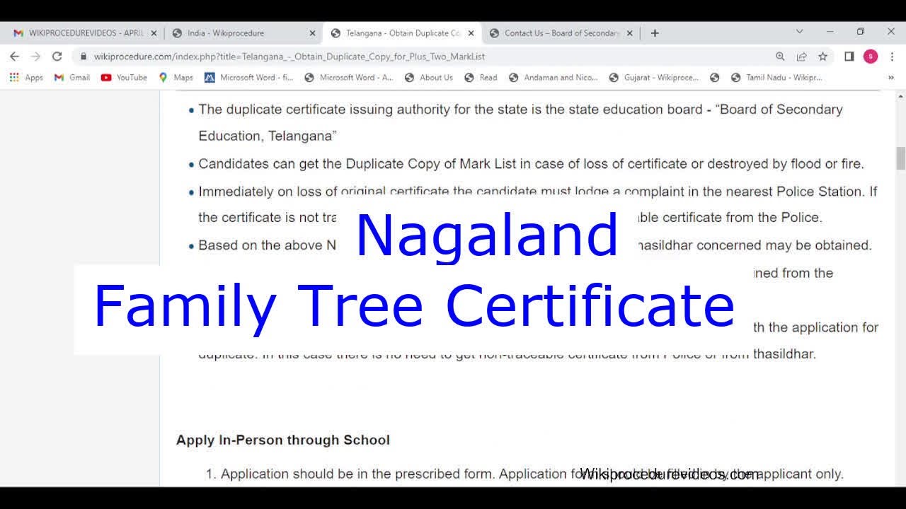 Nagaland - Obtain a Family Tree Certificate (Online) - YouTube