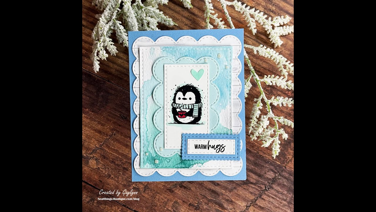 Watercolor with dye ink pads Penguin card sw - YouTube