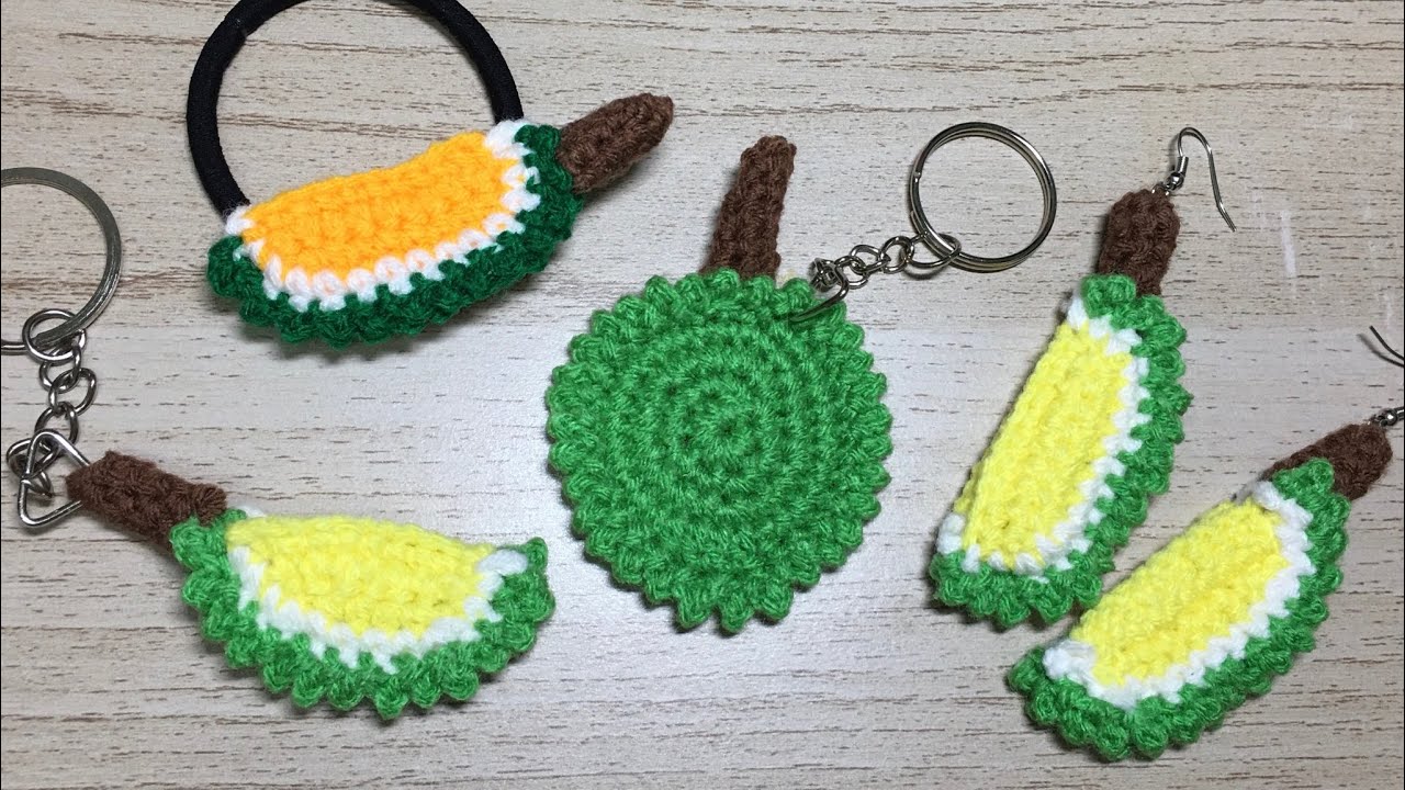 Crochet key chain Durian fruit |Easy pattern crochet | The beginner can ...