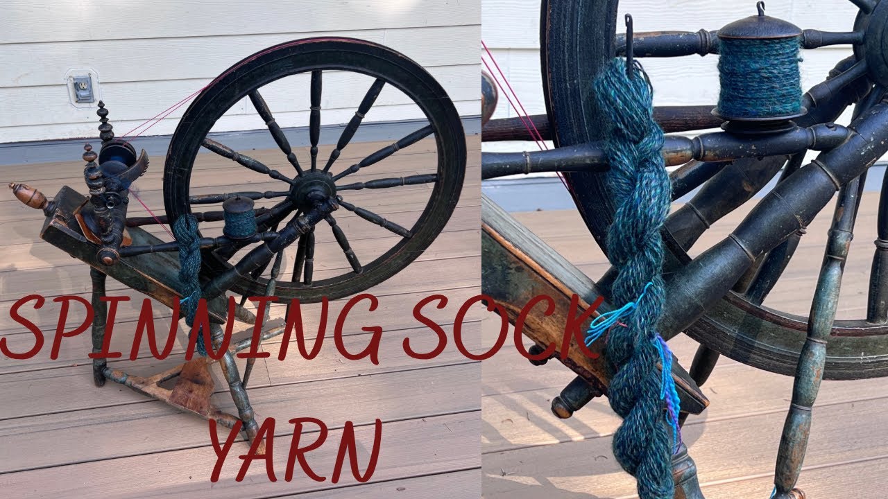 Creating a three ply sock yarn on the pre 1853 Norwegian wheel # ...