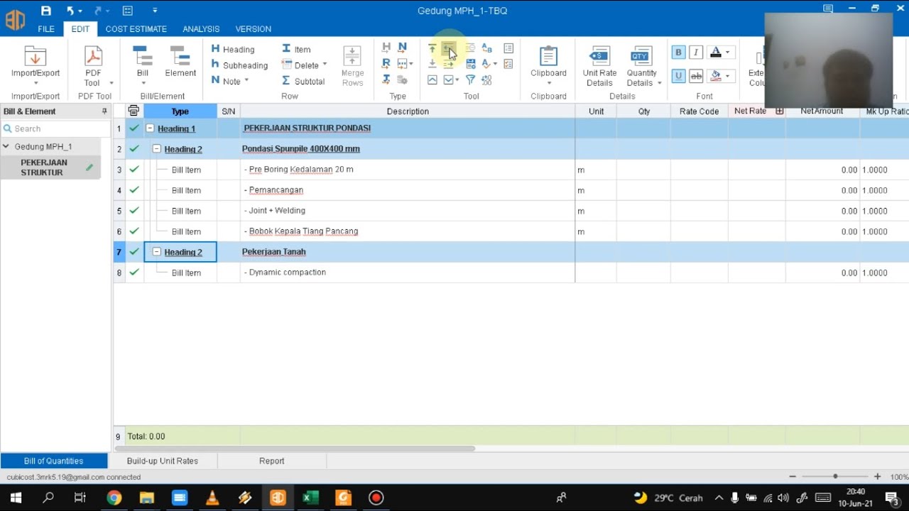 Input Item Pekerjaan Metode Manual - CUBICOST TBQ - YouTube