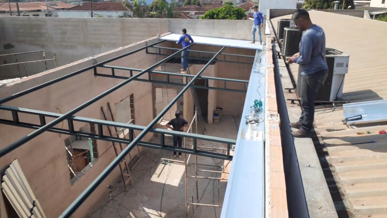 Instalação de calhas em estrutura metálica passo a passo 1/2 - YouTube