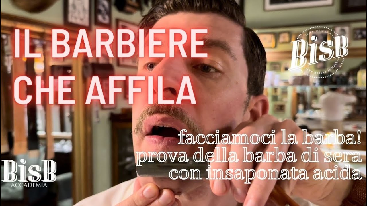 Il barbiere che affila straight razor Shave italian barber BisB ...